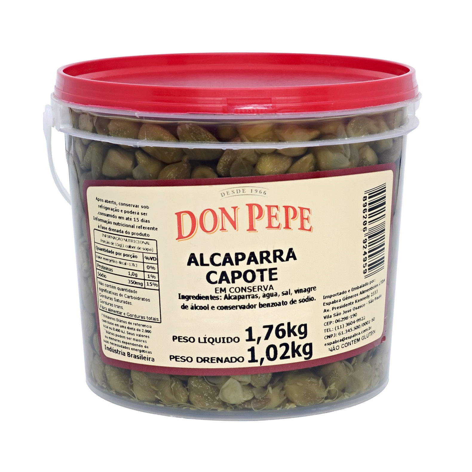 Balde de Alcaparra Capote em Conserva Don Pepe 1,76Kg - Banca do Ramon