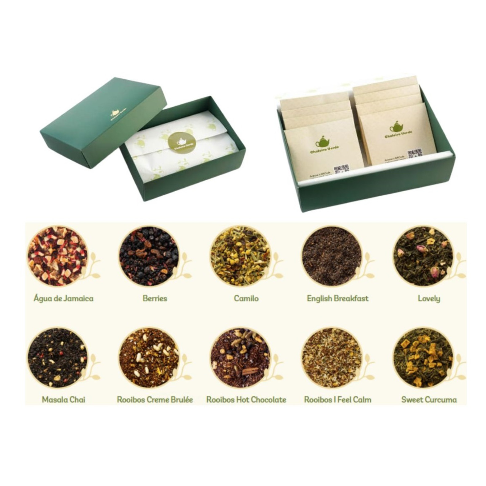 Kit Chá Chaleira Verde un - Banca do Ramon