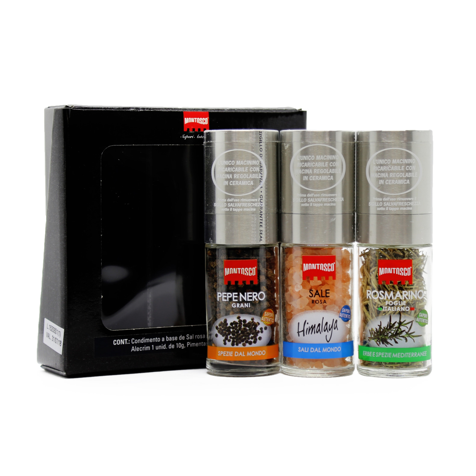 Kit 3 Temperos Montosco com Moedor (un) - Banca do Ramon