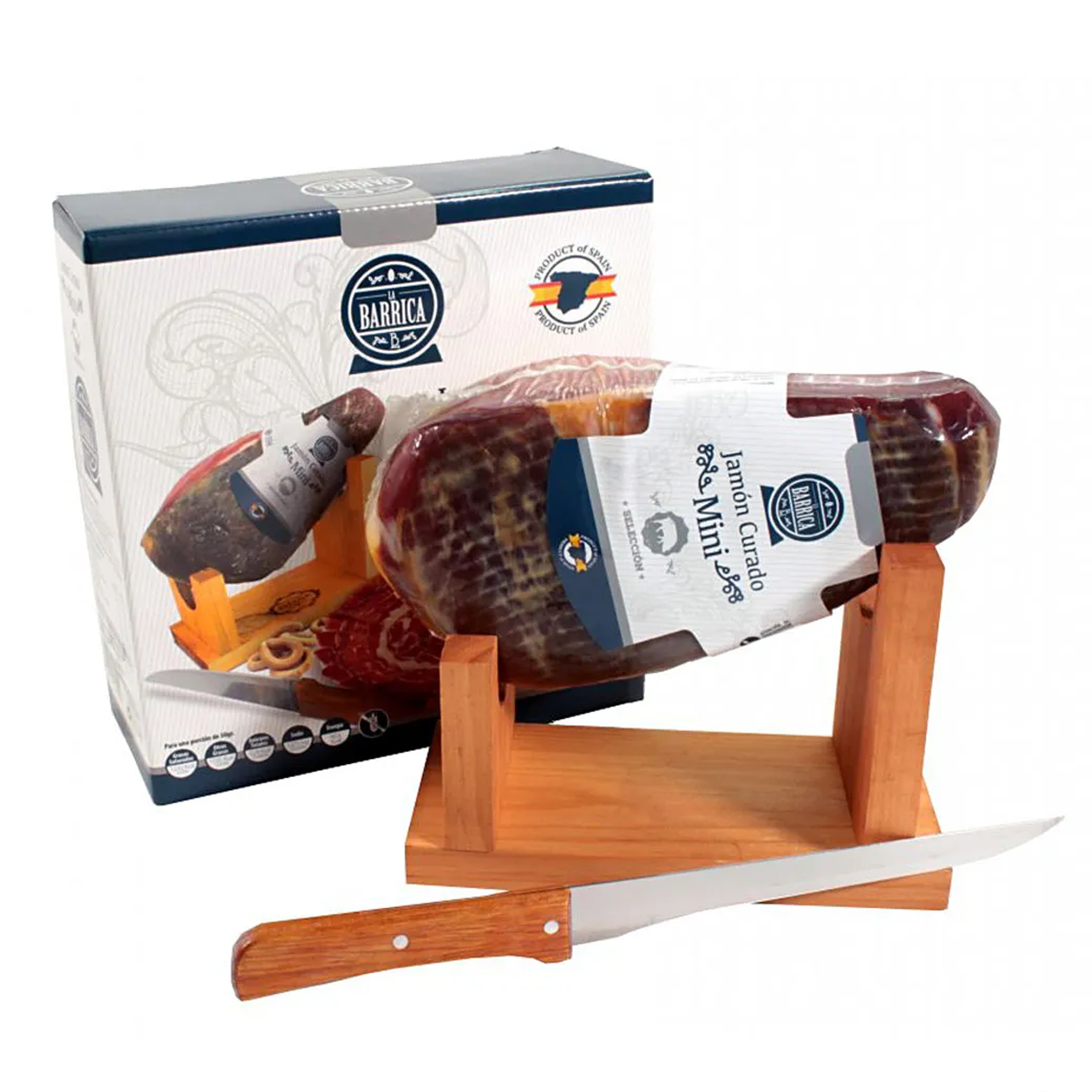 Kit Mini Jamon Serrano Curado La Barrica 1Kg - Banca do Ramon